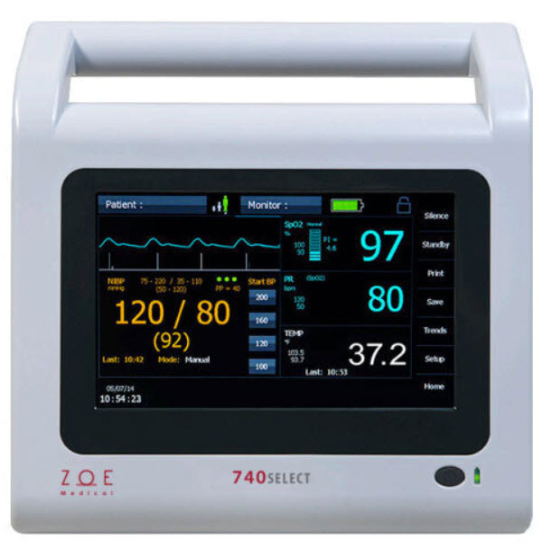 Zoe 740 SELECT™ BP Monitor with MAXNIBP, Masimo SPO2, FILAC 3000 Temp, ECG | Bound Tree