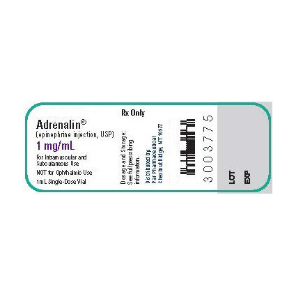 Adrenalin® (Epinephrine), 1mg/mL, 1mL Vial | Bound Tree