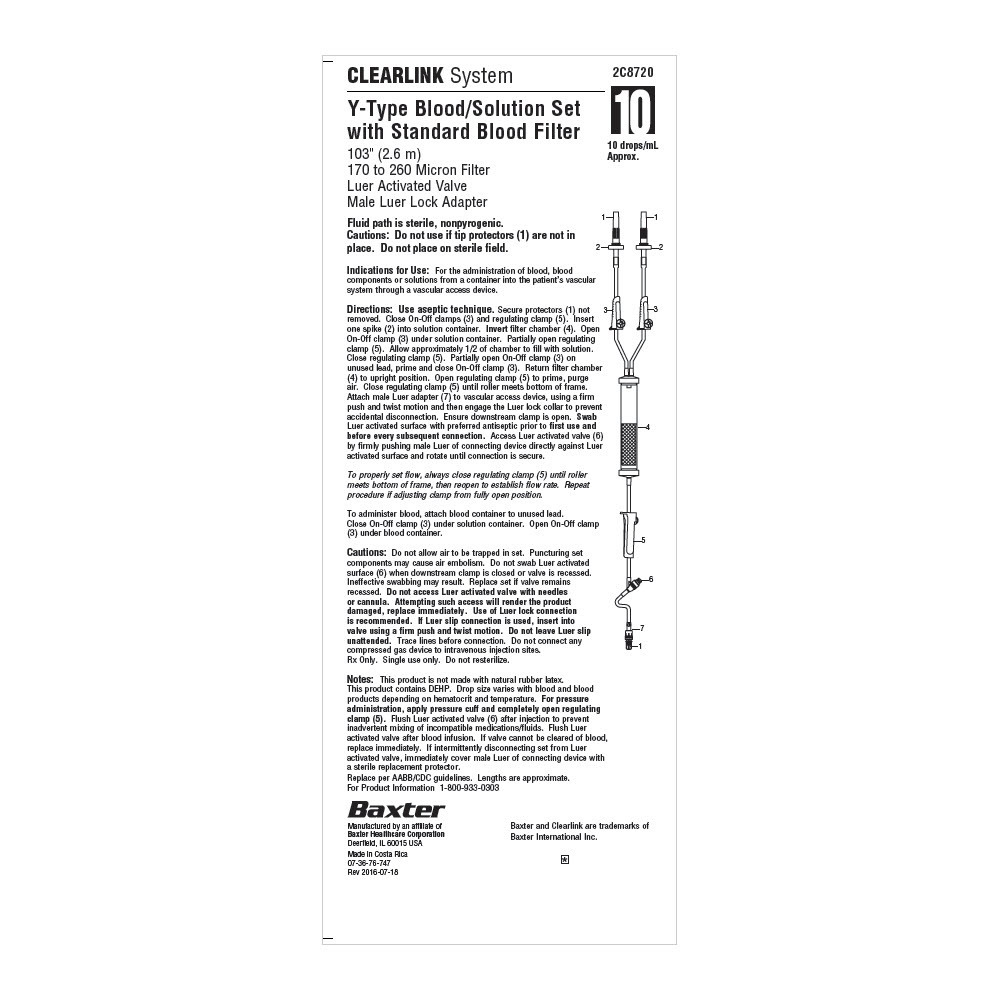Baxter Healthcare Y-Type Blood/Solution Sets with Standard Blood Filter ...