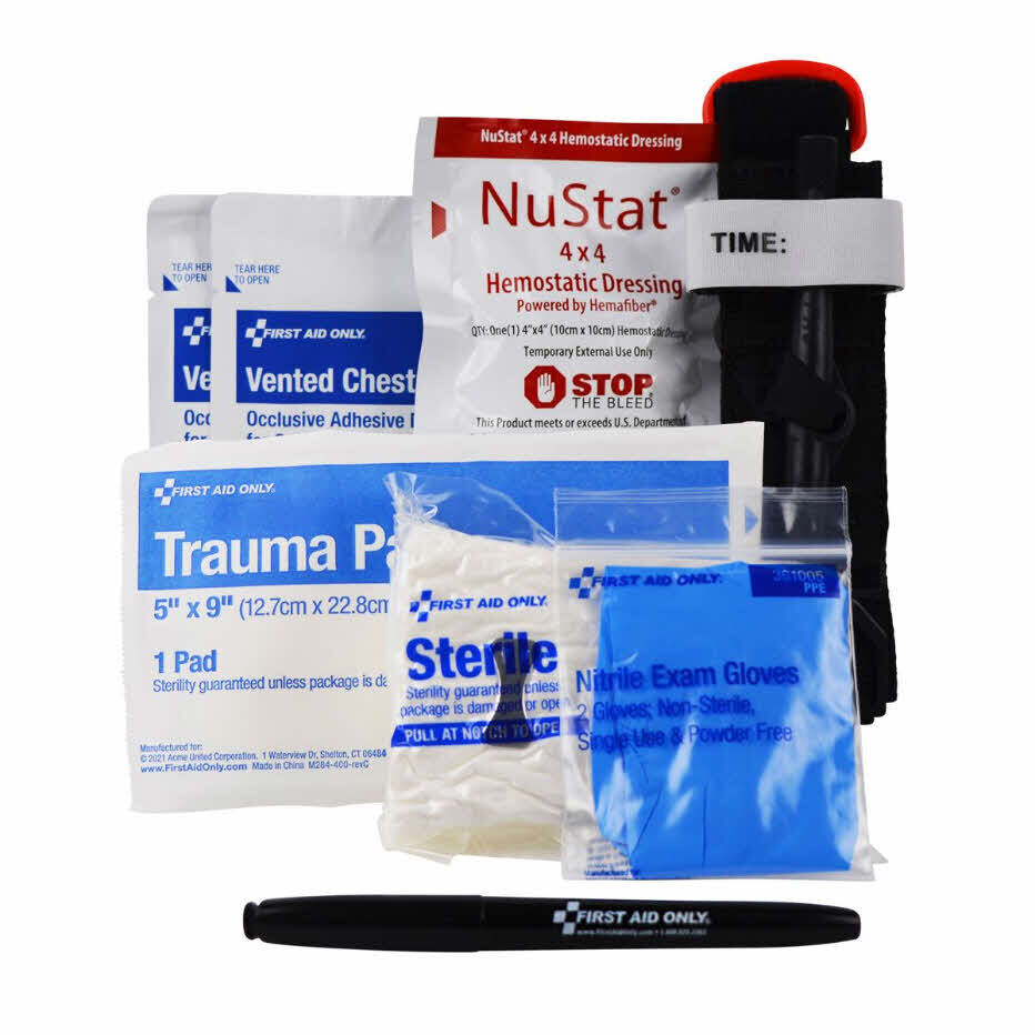 FIRST AID ONLY® Bleeding Control Kit For Limb, Chest & Torso Wounds ...