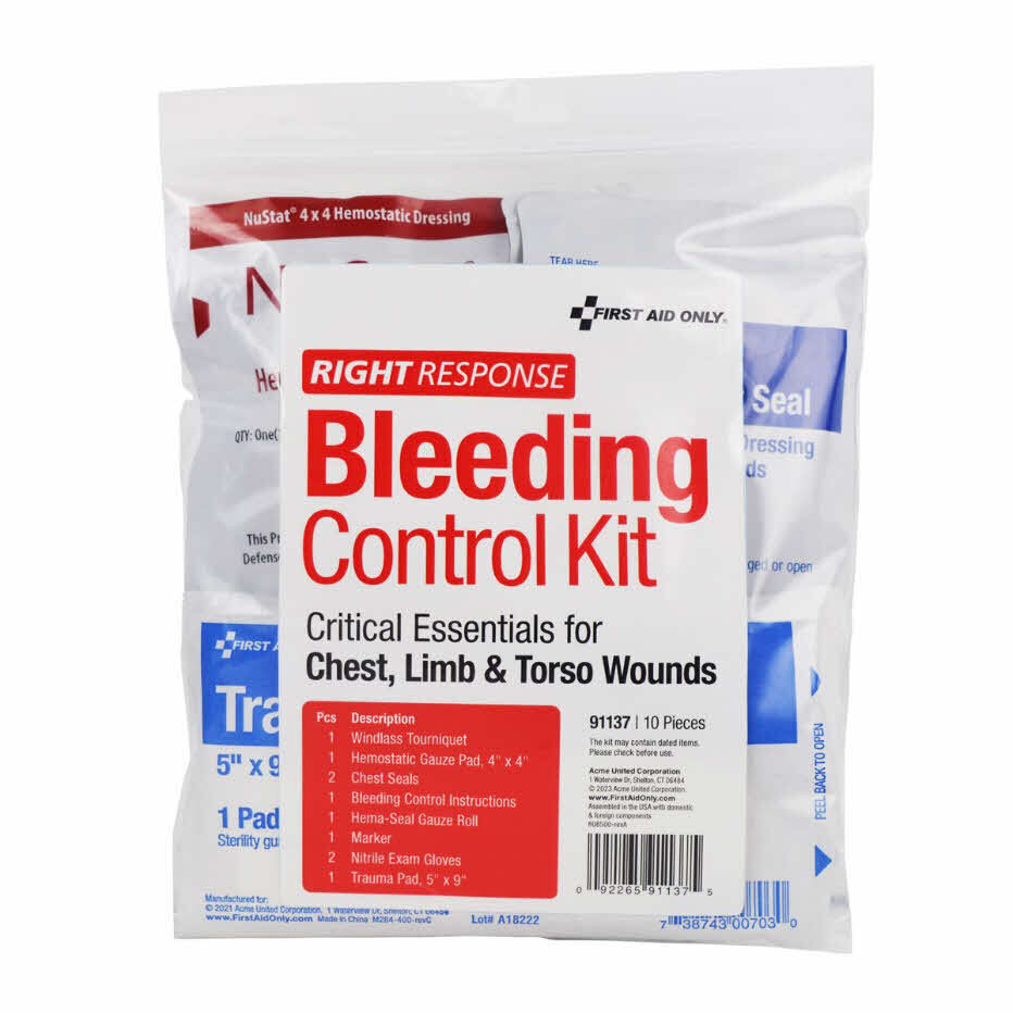 FIRST AID ONLY® Bleeding Control Kit For Limb, Chest & Torso Wounds ...