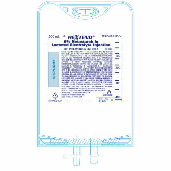 Hextend (6% Hetastarch in Lactated Electrolyte Injection), 500 mL Bag ...