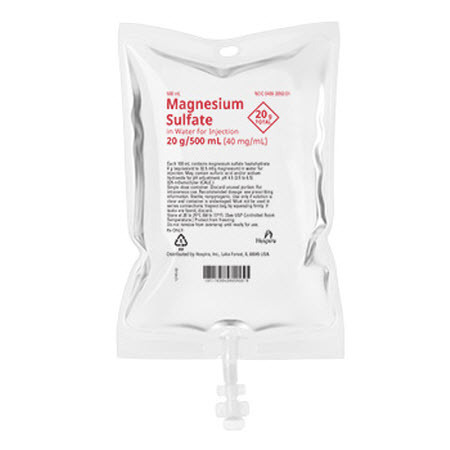 Magnesium Sulfate 4% in Water, 20gm/500mL, Bag | Bound Tree
