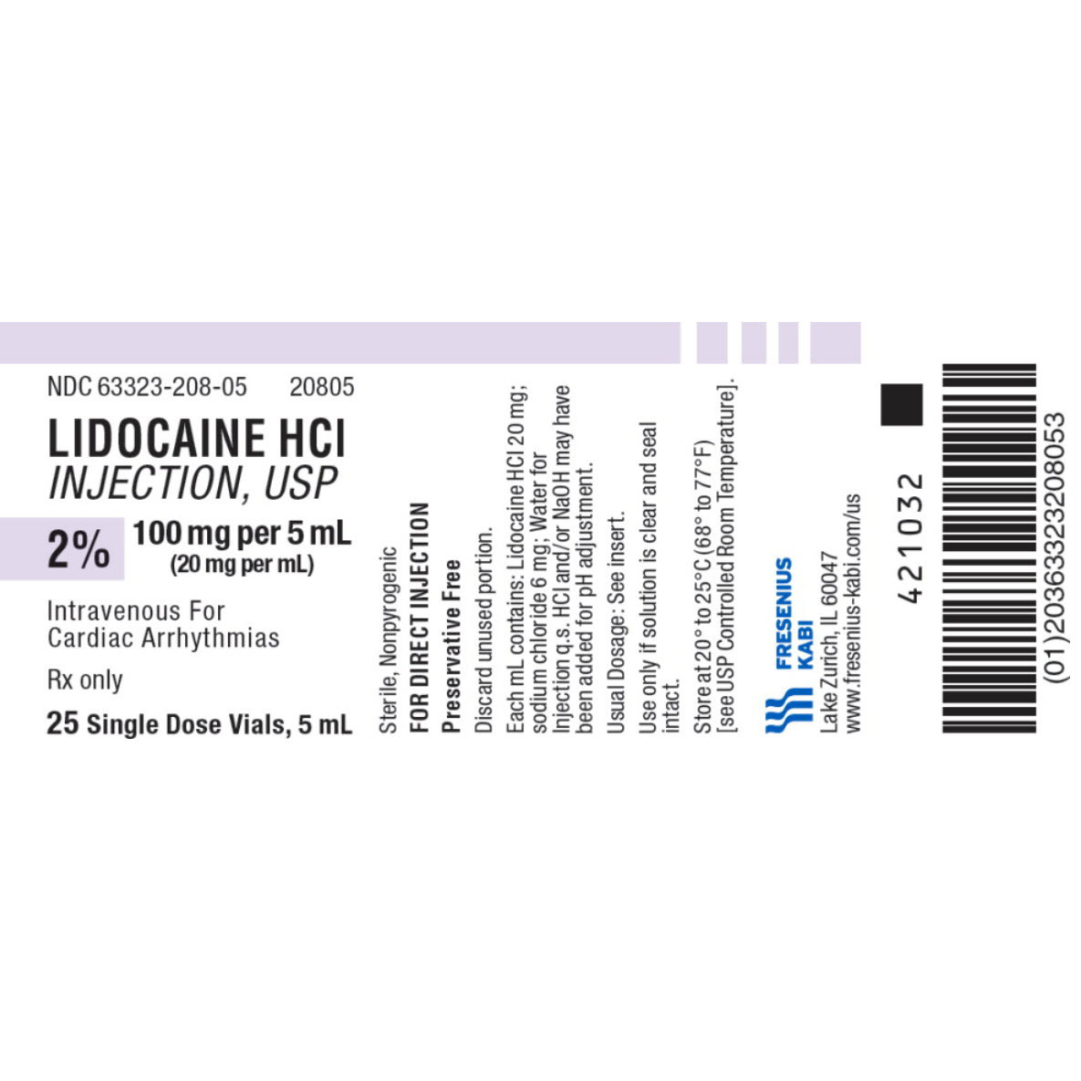 Lidocaine (Xylocaine), 5mL Vial, 2% HCL, 20mg/mL | Bound Tree