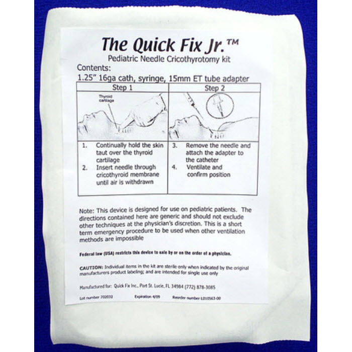 Needle Cricothyrotomy Kit, Pediatric | Bound Tree