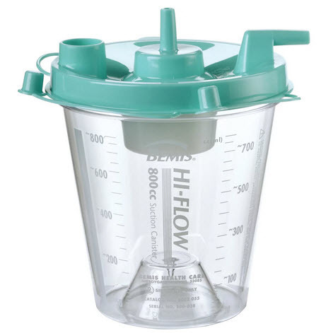 Suction Canister w/ White Lid, Hi Flow Solo Canister, 800cc | Bound Tree