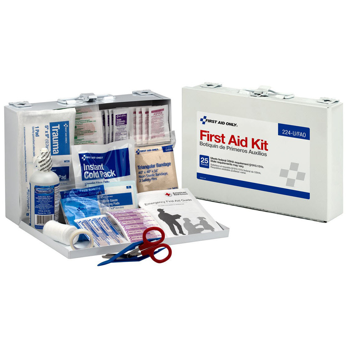First Aid Only 106-piece Bulk First Aid Kit, 25 Person, Metal Case ...