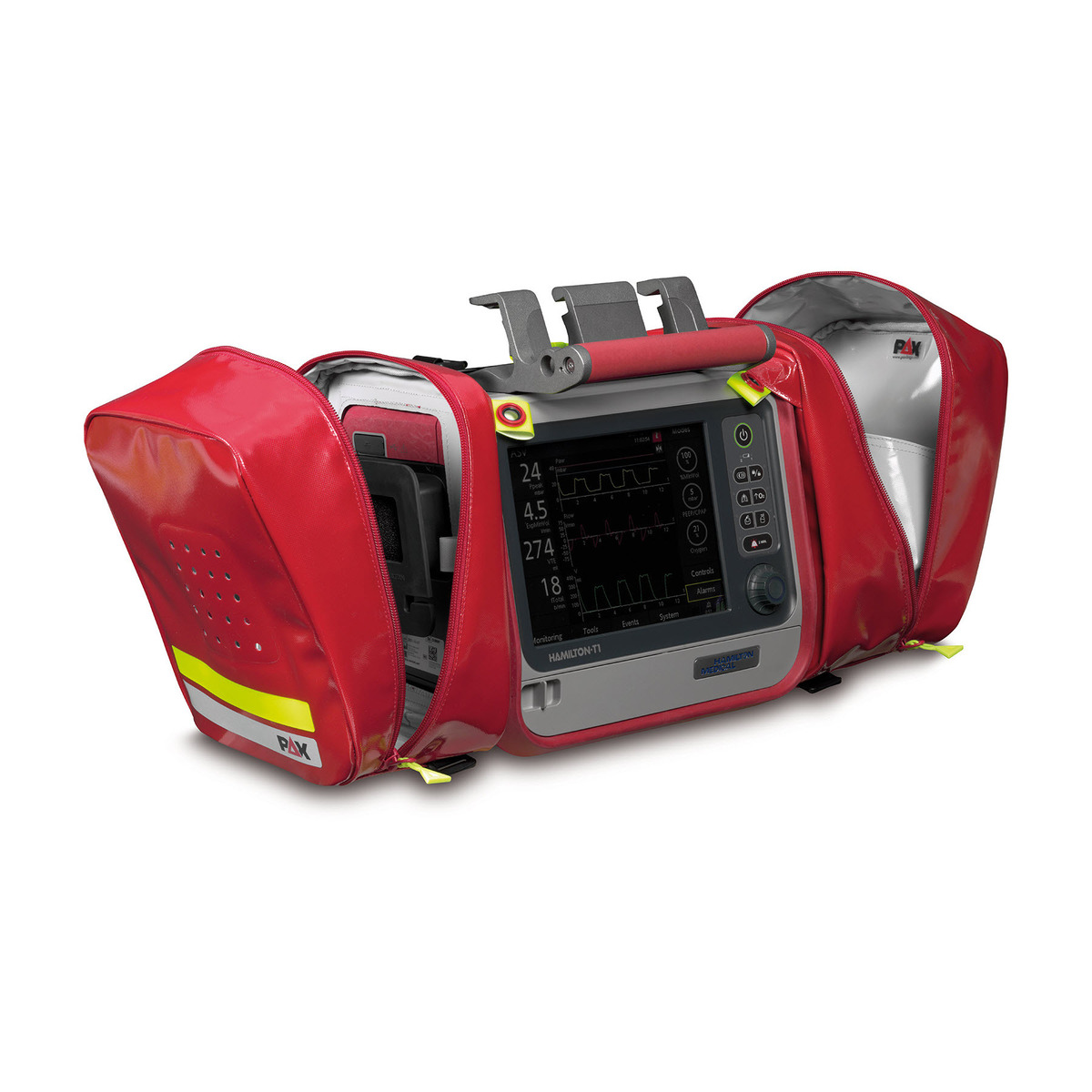 PAX Transport Bag for the Hamilton T1 Ventilator, 2.0, Red | Bound Tree