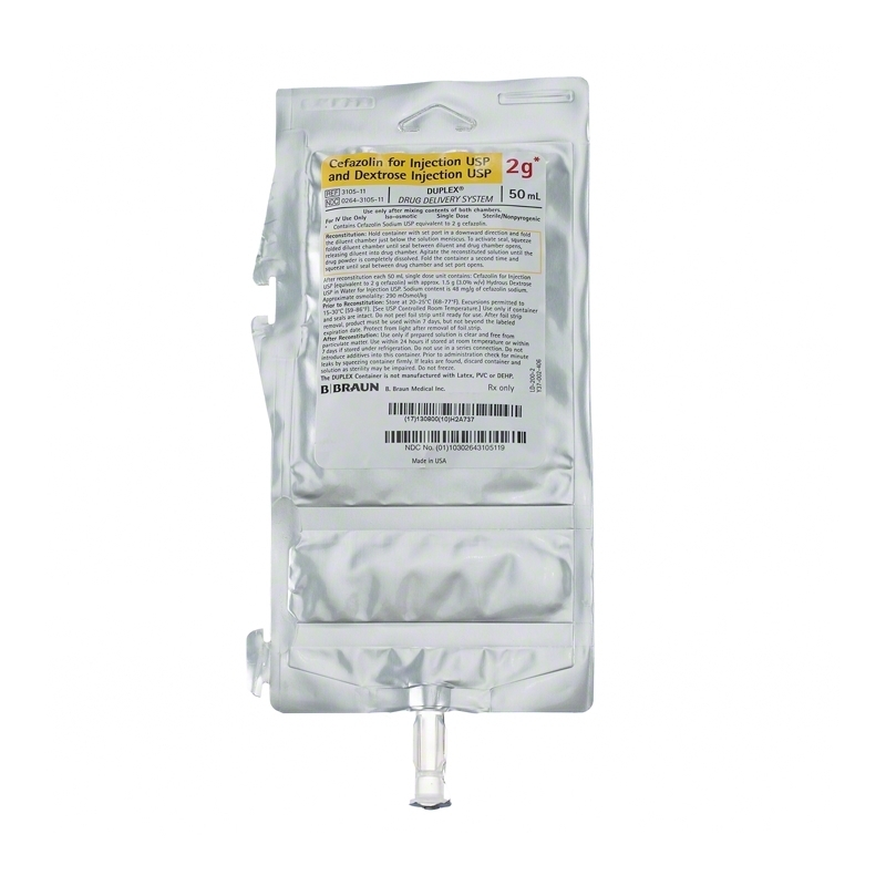 Cefazolin 2gm Injection, Dextrose 5% Injection, 50mL Duplex IV Bag ...