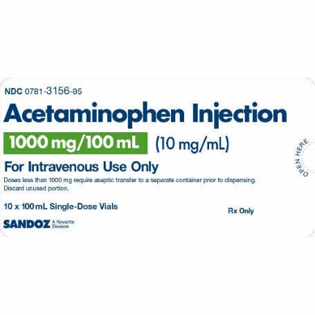 Acetaminophen Injection 10mg/mL, 100mL Vial | Bound Tree