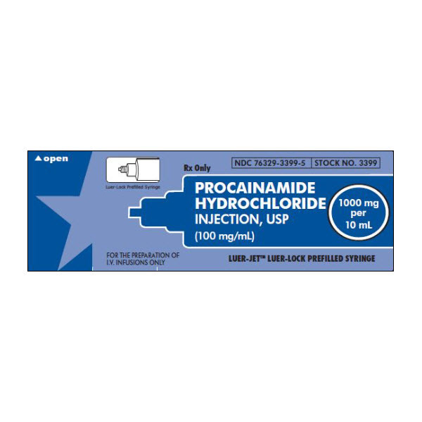 Procainamide Hydrocholoride, 1000mg/10mL, Luer Lock Prefilled Syringe ...