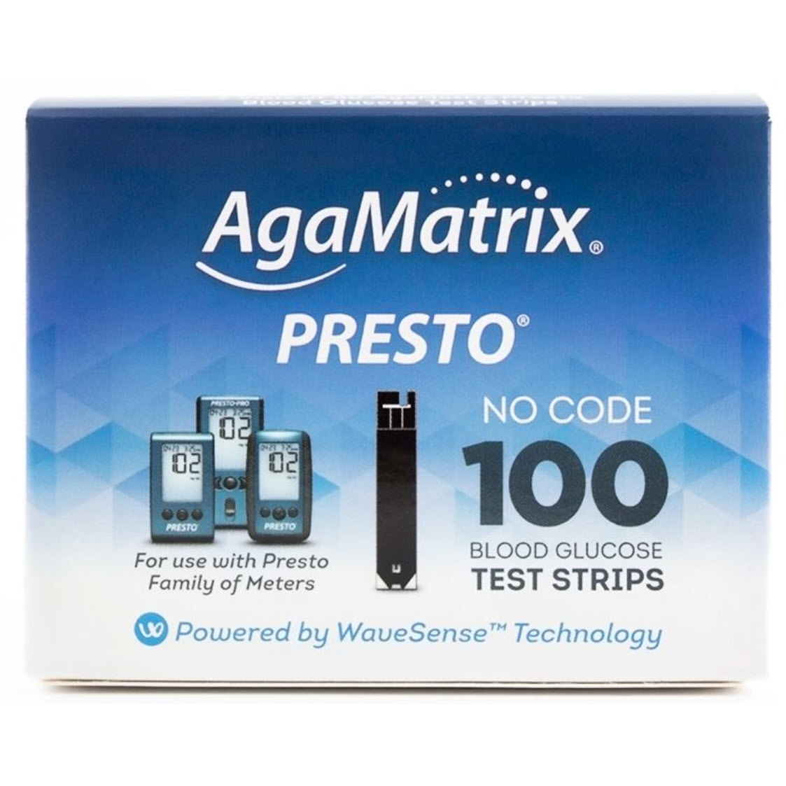 AgaMatrix Presto Blood Glucose Test Strips, 100/box | Bound Tree