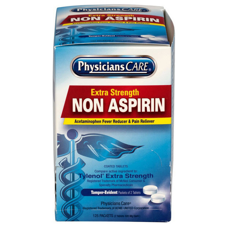 PhysiciansCare® Non-Aspirin Acetaminophen Pain Reliever, 500mg, 125 ...