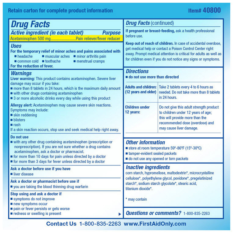 PhysiciansCare® Non-Aspirin Acetaminophen Pain Reliever, 500mg, 125 ...