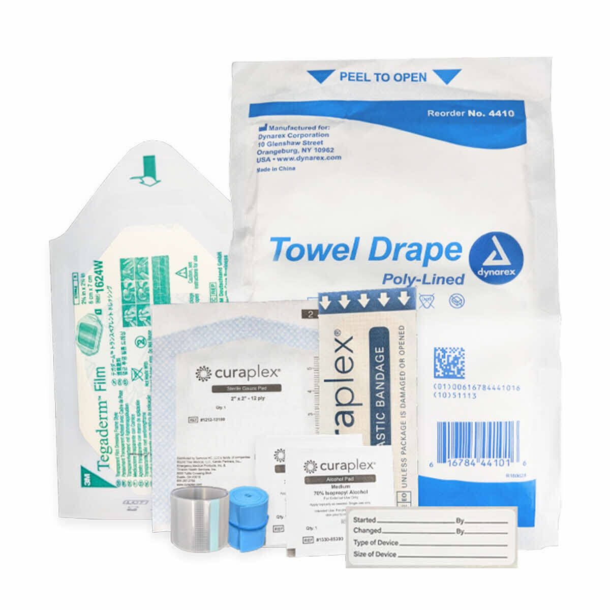 Curaplex® IV Start Kit With Tegaderm™, Alcohol, No Flush, Towel | Bound ...