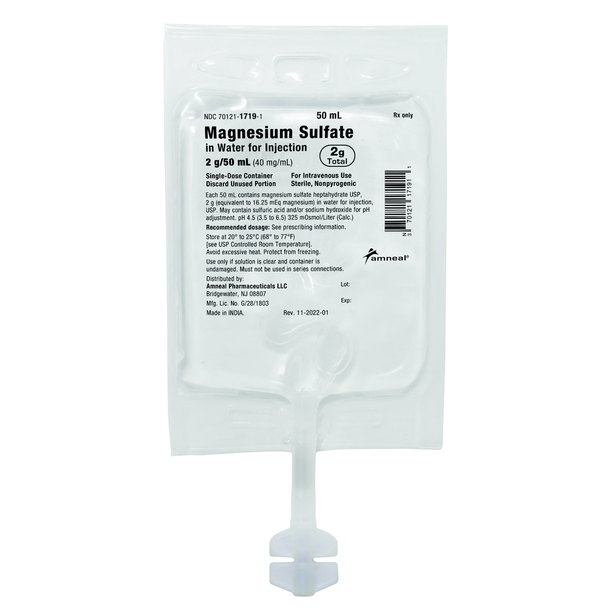 Magnesium Sulfate in Water, 2g/50mL, Bag | Bound Tree