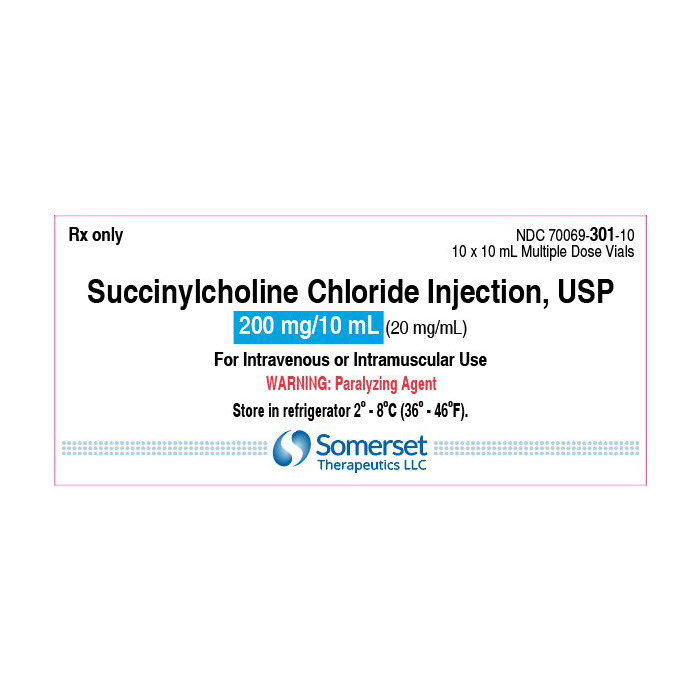 Succinylcholine Chloride, 200mg/10mL, Vial | Bound Tree