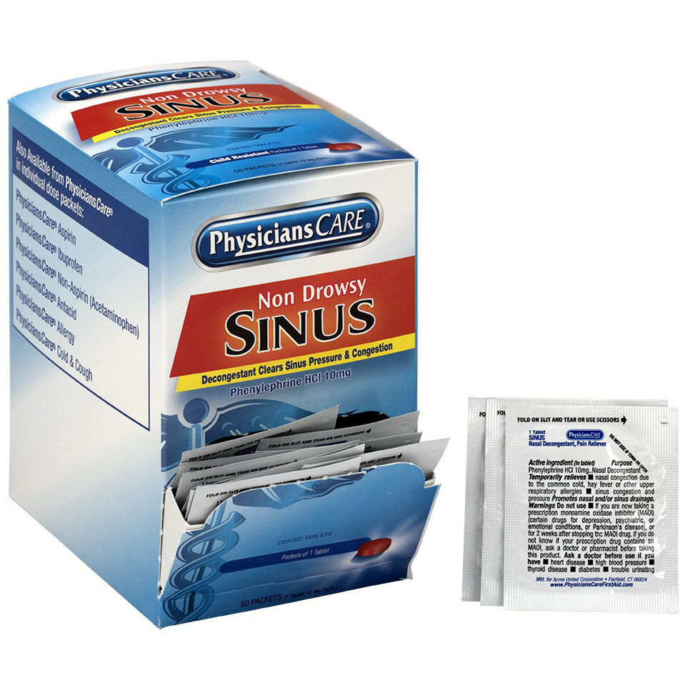 First Aid Only® PhysiciansCare® Non-drowsy Sinus Decongestant ...