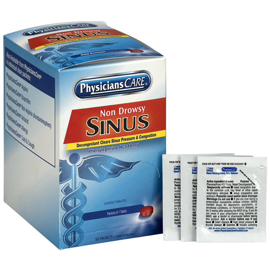 First Aid Only® PhysiciansCare® Non-drowsy Sinus Decongestant ...