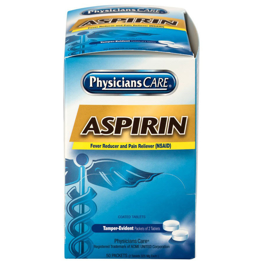 PhysiciansCare® Aspirin Pain Reliever Medication, 125 packets | Bound Tree