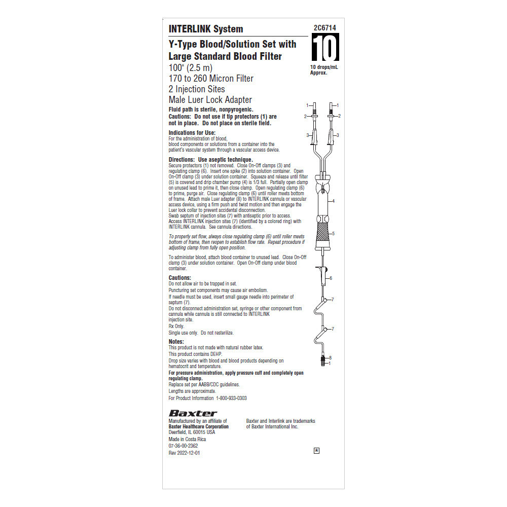 Baxter Healthcare Y-Type Blood/Solution Sets with Standard Blood Filter ...