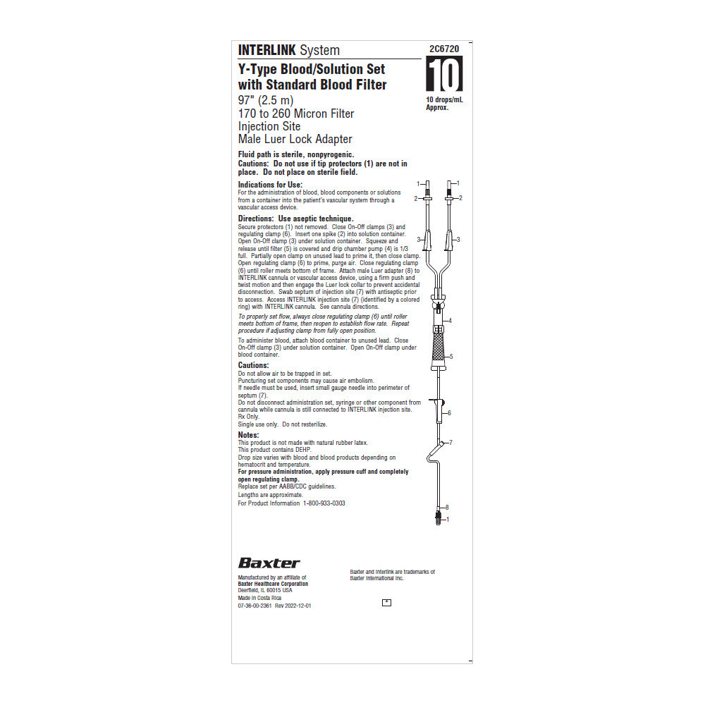 Baxter Healthcare Y-Type Blood/Solution Sets with Standard Blood Filter ...