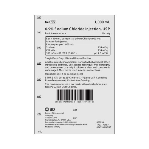 Sodium Chloride Injection 0.9% IV Solution, 1000mL | Bound Tree