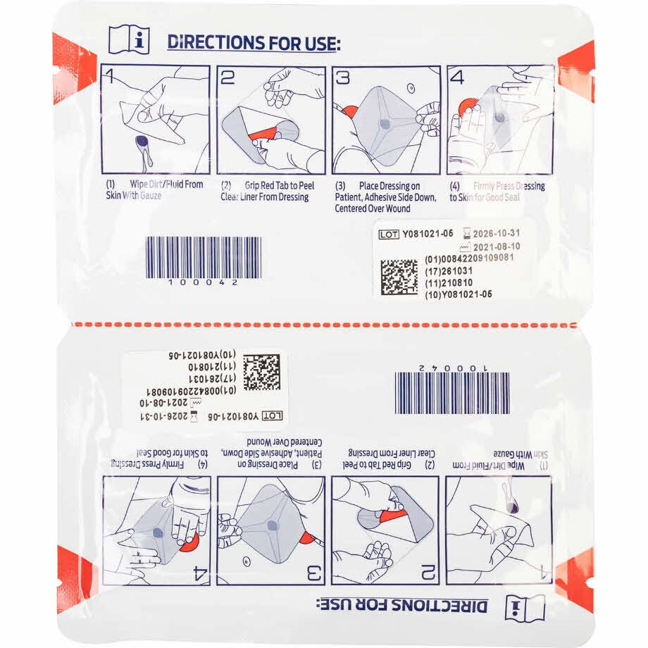 HyFin® Vent Compact Chest Seal Twin Pack, 4.75in L x 4.75in W | Bound Tree