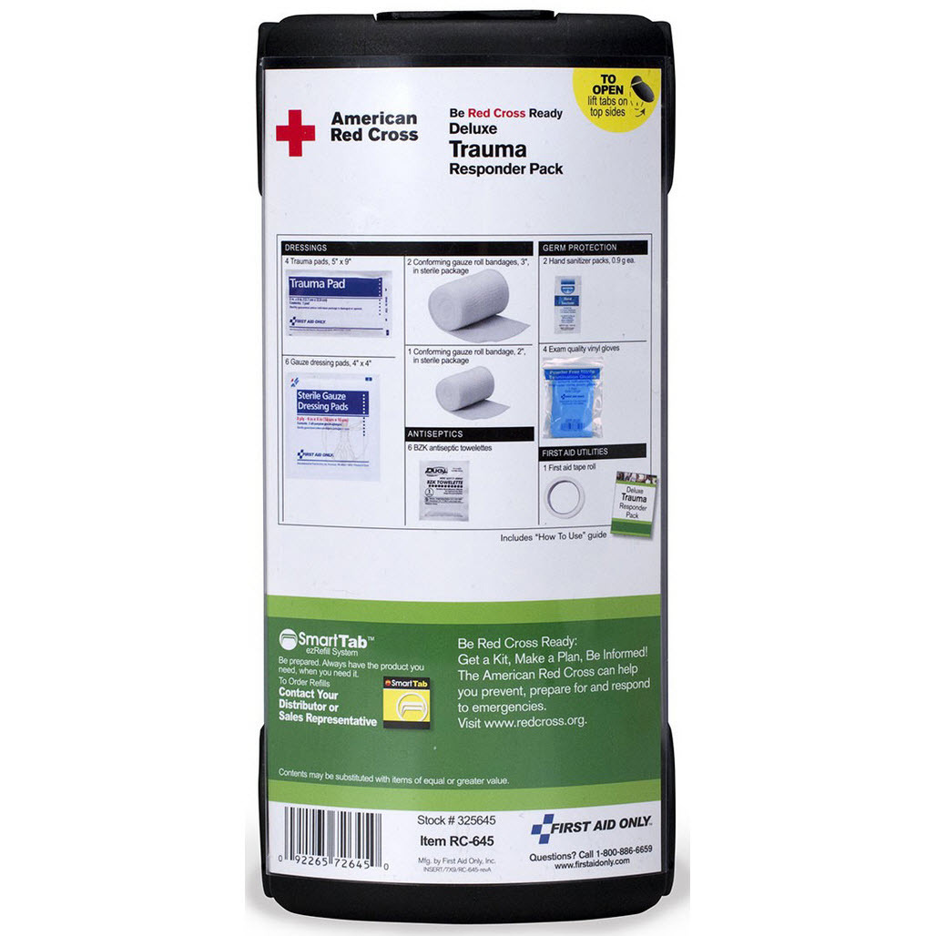 First Aid Only® 'Be Red Cross Ready' Deluxe Trauma Responder Pack, 24 ...