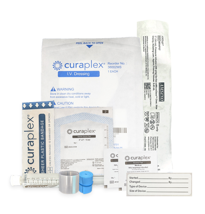 Curaplex® IV Start Kit (Curaplex® Guard, Alcohol, Pressure Extension, Flush) | Bound Tree