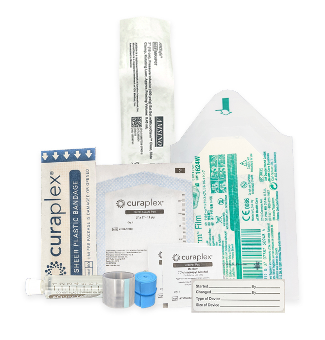 Curaplex® IV Start Kit (Tegaderm™, Alcohol, Pressure Extension, Flush ...