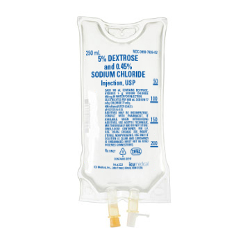 Dextrose 5% and 0.45% Sodium Chloride Injection, 250mL Flexible Container | Bound Tree