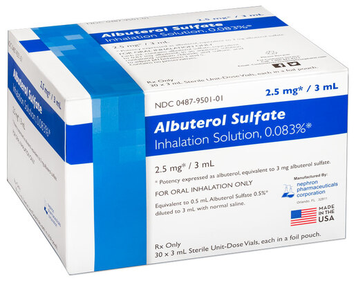 Albuterol Sulfate Inhalation Solution, 0.83%, 2.5mg/3mL Vials ...